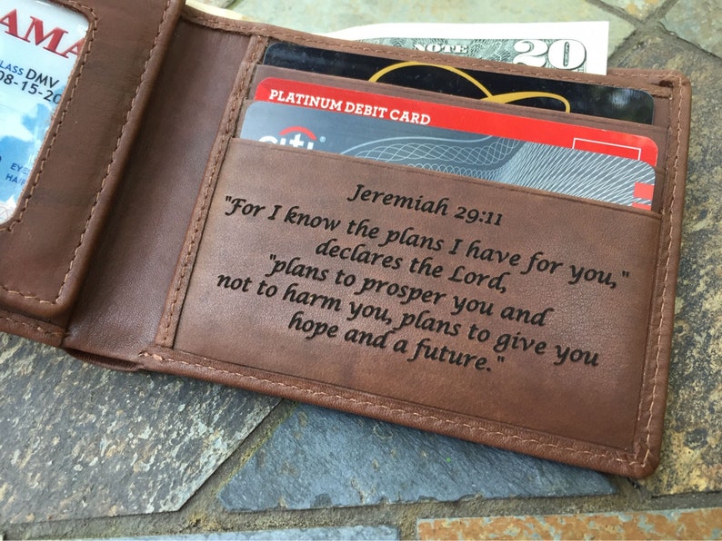 Mens Wallet Personalized Bible Verse Gifts Inspirational | Etsy