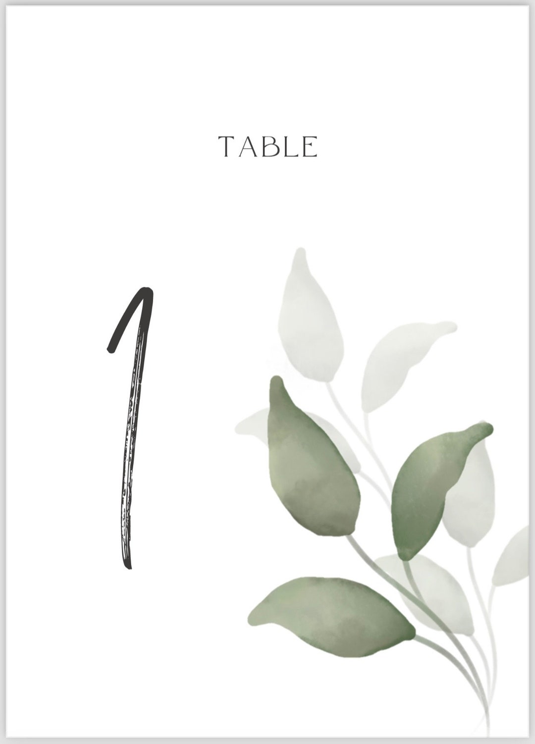 Table Number Digital Download - Sage Green Leaves - Etsy