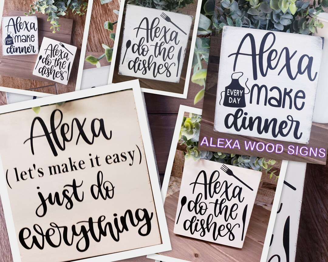 Mini Wood Signs-alexa Signs-home Decor-alexa Do the Dishes-tiered Tray ...