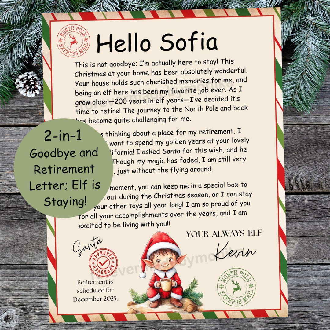 Goodbye Elf Letter, Retirement Elf Letter, Elf is Staying, Elf Letter ...