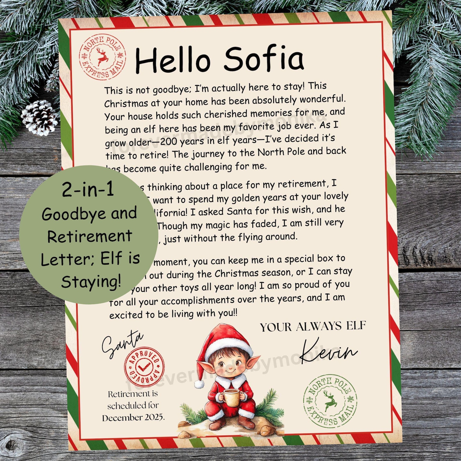 Goodbye Elf Letter, Retirement Elf Letter, Elf is Staying, Elf Letter ...