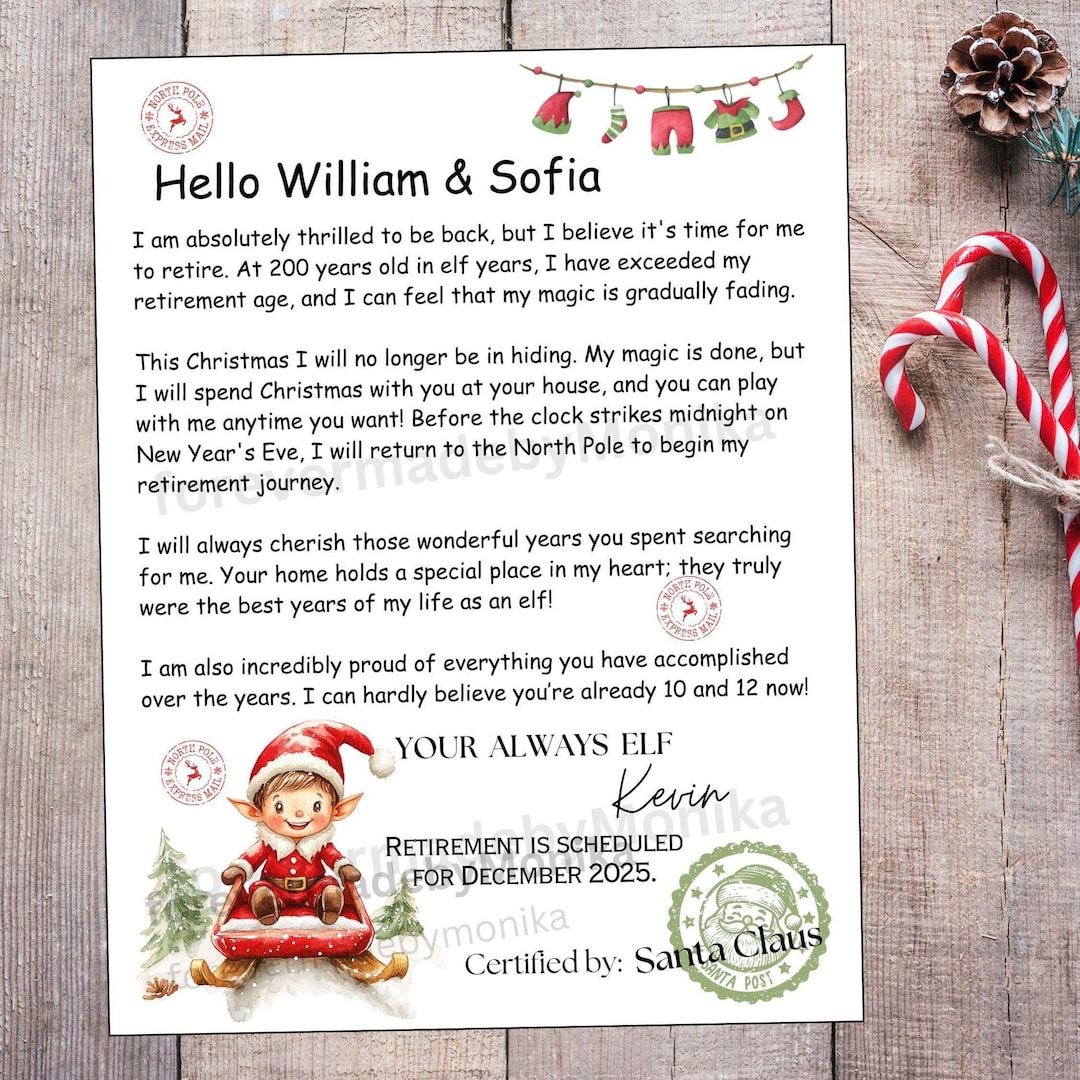 Elf Retirement Letter, Elf, Elf is Retiring, Christmas Elf - Etsy