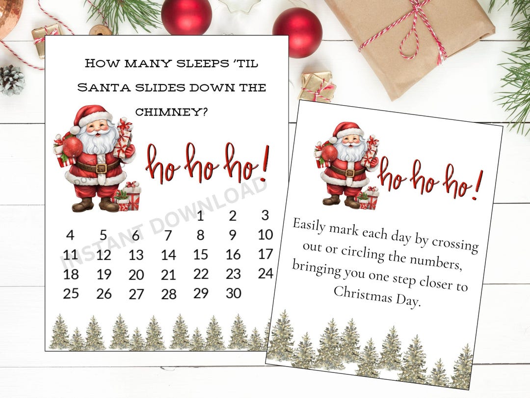 Christmas Countdown Calendar/ Christmas Calendar/ How Many Sleeps Until ...