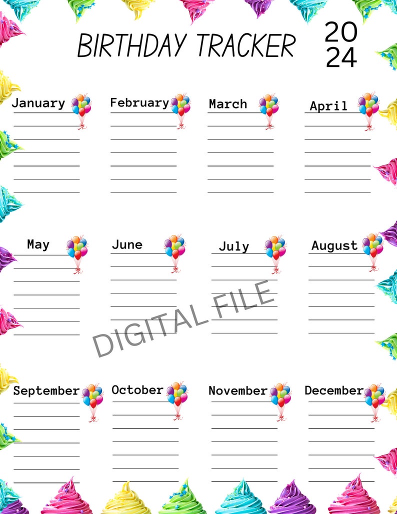 Birthday Tracker. Happy Birthday . Never Miss Birthday Again - Etsy