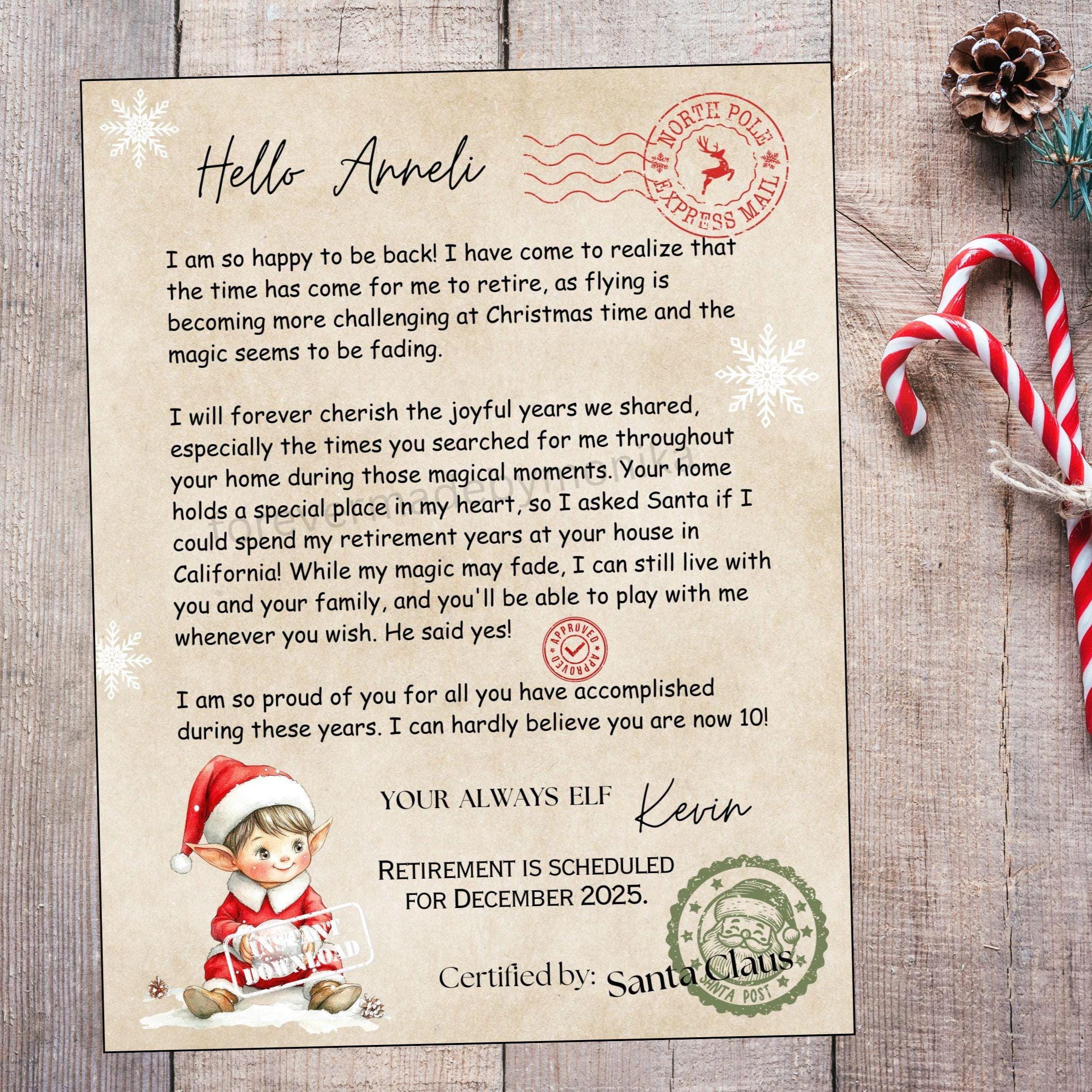 Retirement Elf Letter, Elf Letter, Time to Retire for Elf, Elf - Etsy