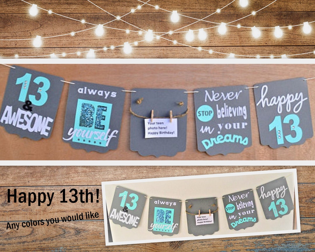 Teen Banner, 13 Birthday Banner, 13 and Awesome - Etsy