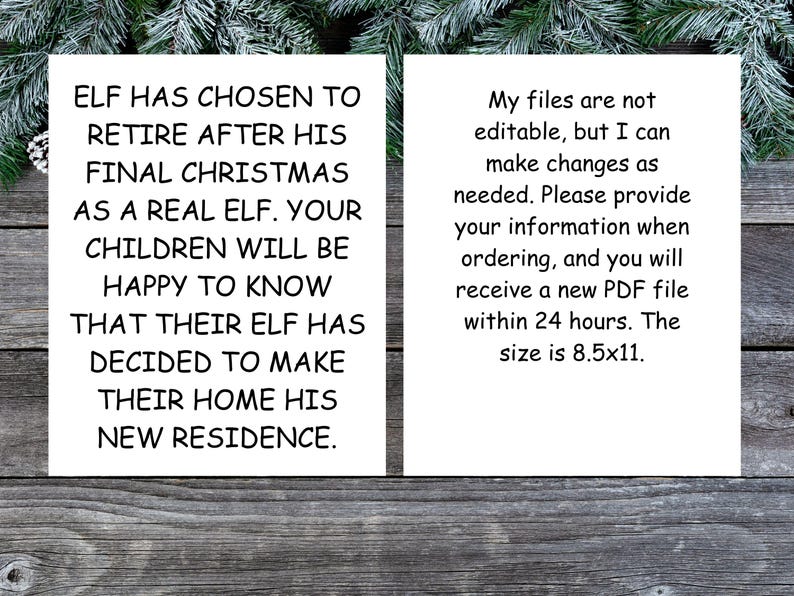 Goodbye Elf Letter, Retirement Elf Letter, Elf is Staying, Elf Letter ...