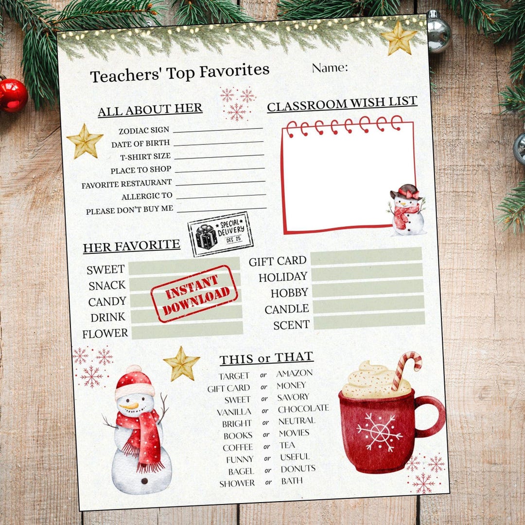 Teacher's Top Favorites, All About Teacher Christmas, Teacher Christmas ...