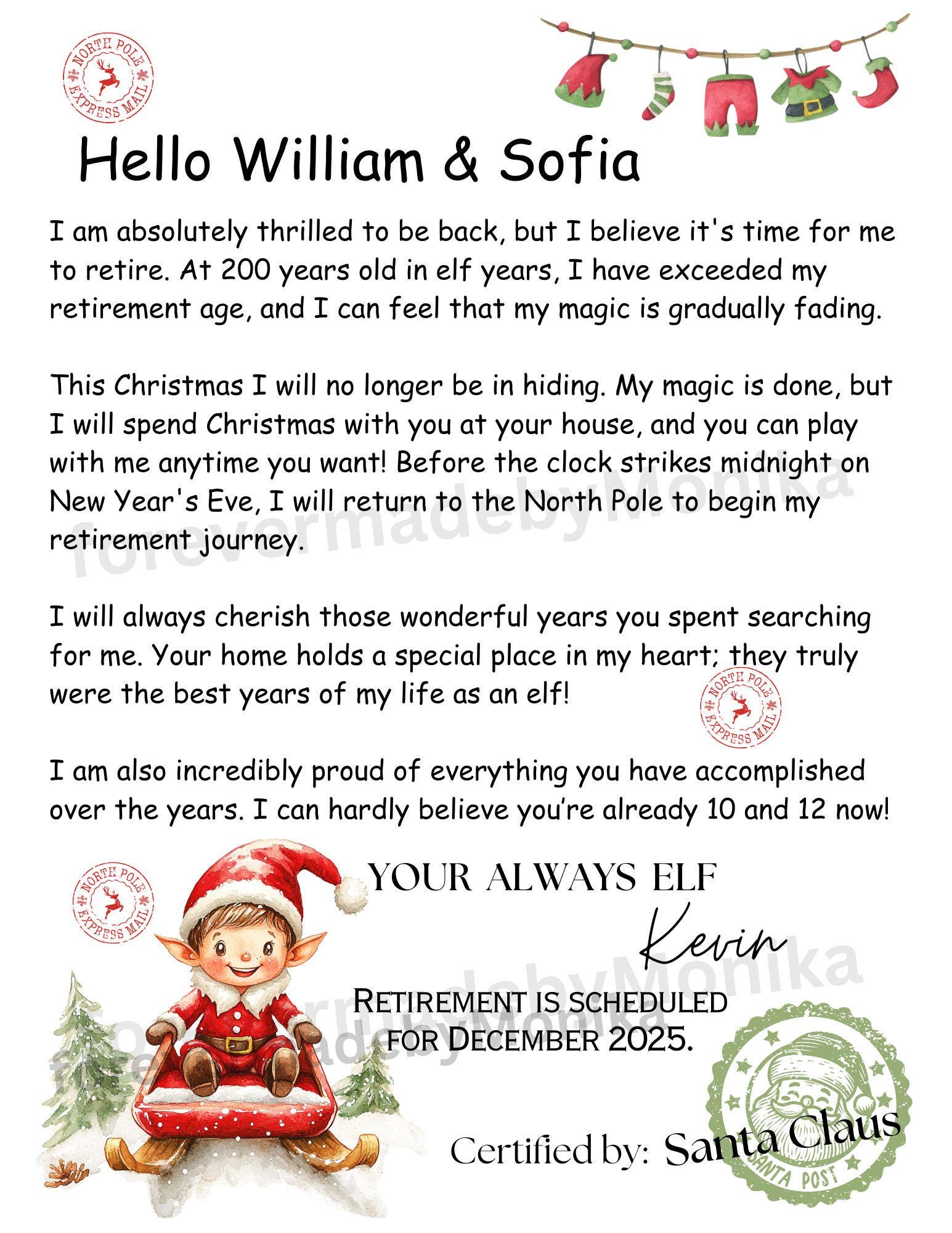 Elf Retirement Letter, Elf, Elf is Retiring, Christmas Elf - Etsy