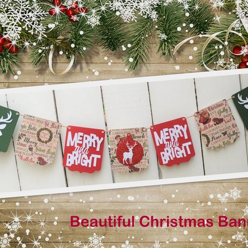Merry Christmas Buffalo Plaid Banner-merry & Bright | Etsy