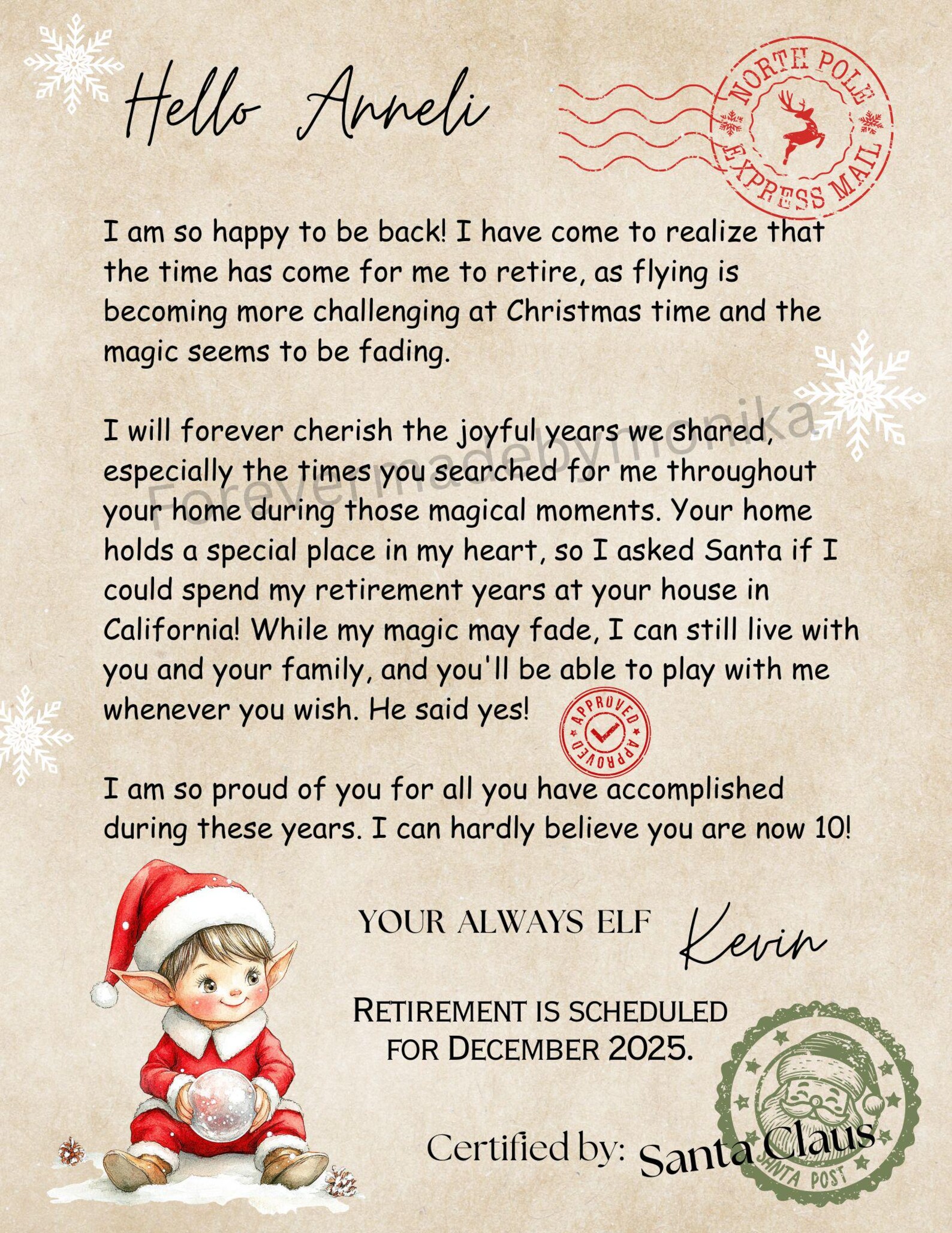 Retirement Elf Letter, Elf Letter, Time to Retire for Elf, Elf - Etsy