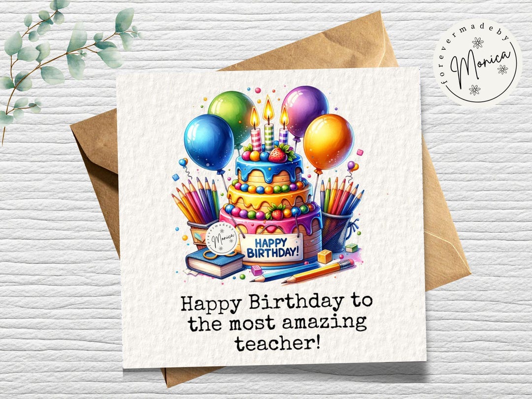 Teacher Birthday Card, Birthday Card for Teacher - Etsy