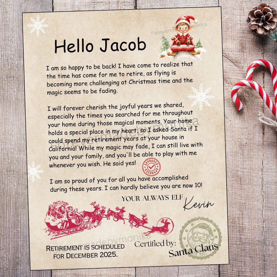 Elf Retirement Letter, Elf Letter, Time to Retire, Christmas Letter - Etsy