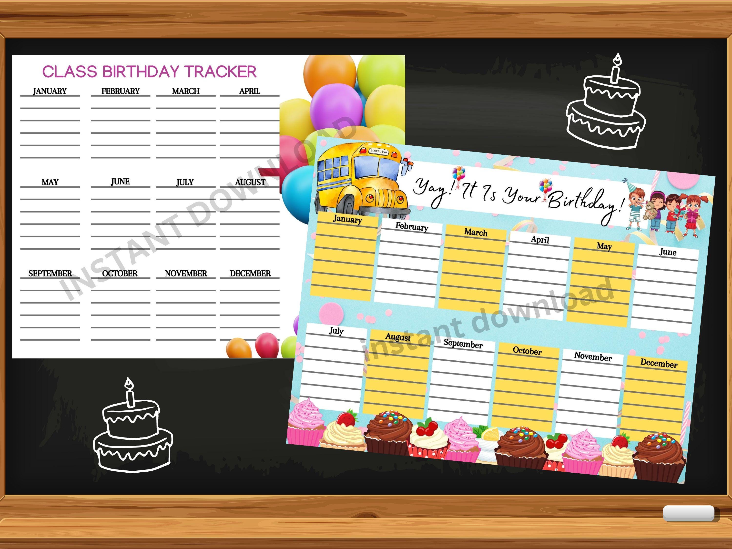 Classroom Tracker/ Birthday Tracker/classroom Birthday Tracker/happy ...