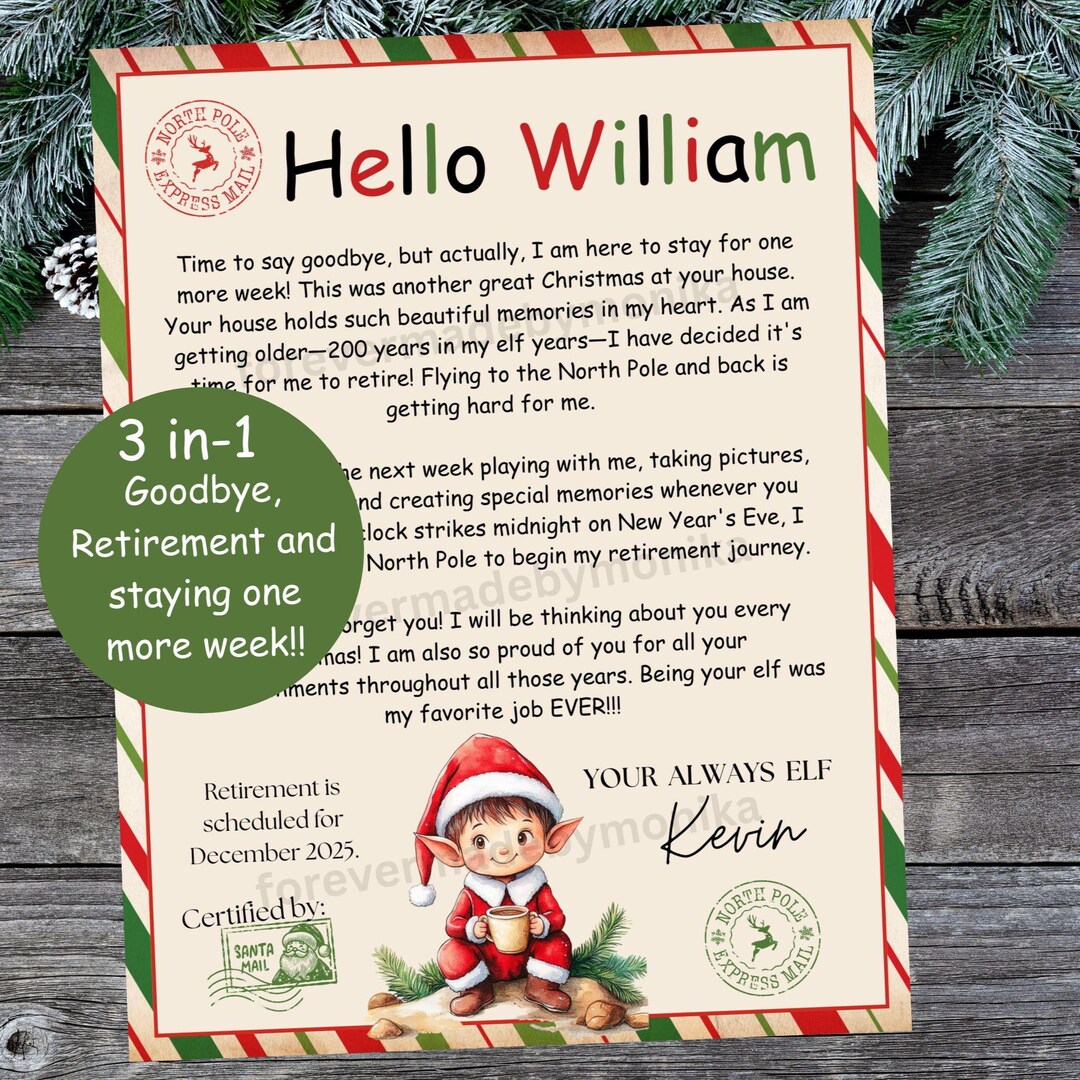 Goodbye Letter, Retirement Letter, Elf Goodbye Letter, Elf Letter, Elf ...