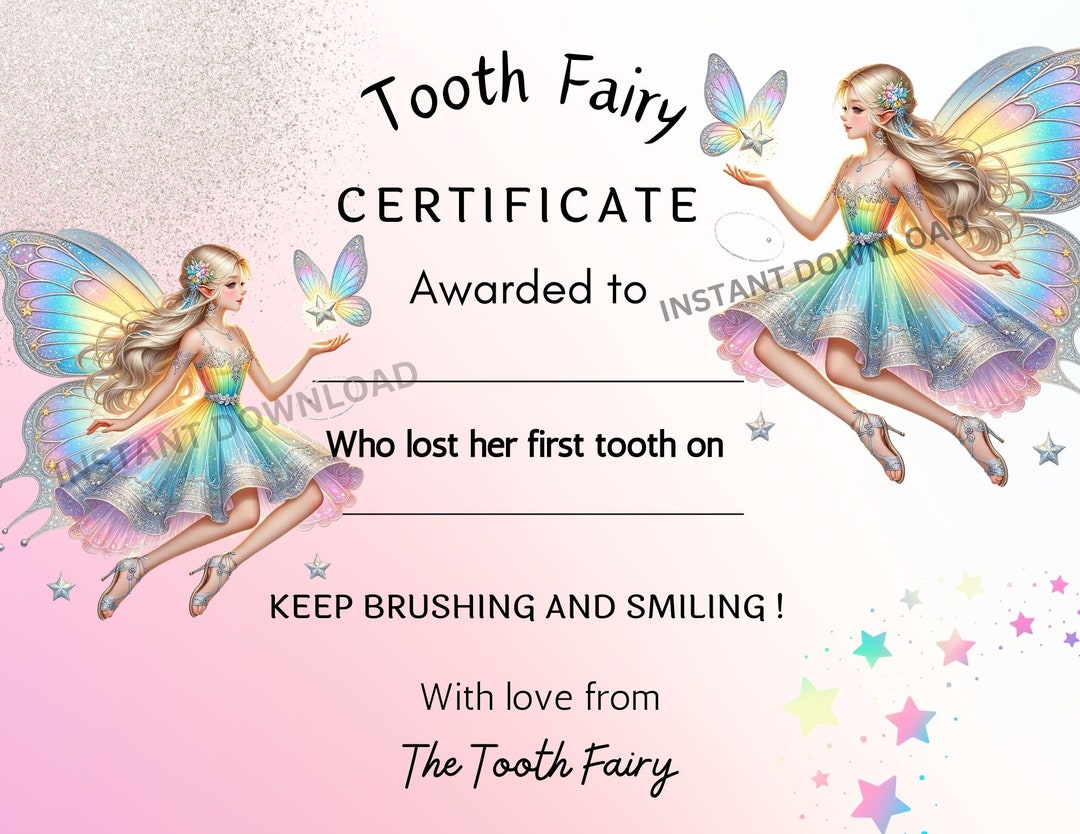 Toothfairy/toothfairy Certificate/certificate/loose Tooth/ First Tooth ...
