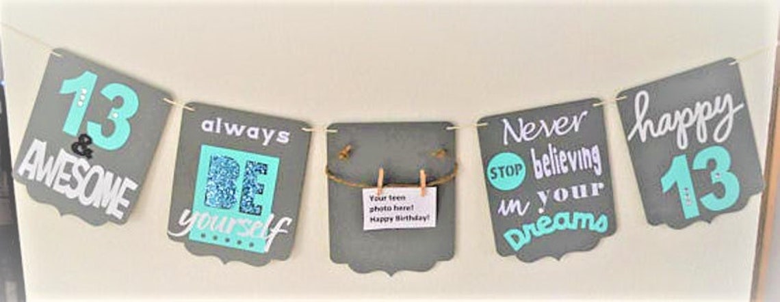 Teen Banner, 13 Birthday Banner, 13 and Awesome - Etsy