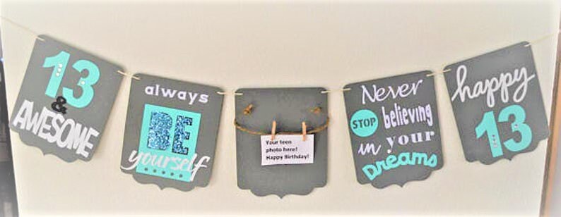 Teen Banner, 13 Birthday Banner, 13 and Awesome - Etsy