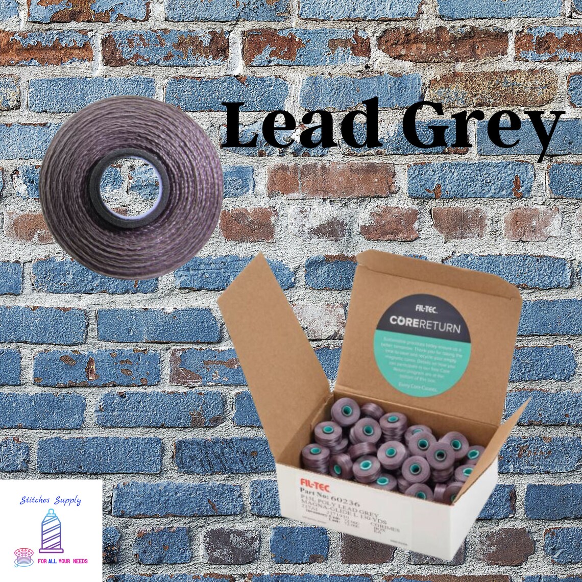 Dark Grey Colored Machine Embroidery Bobbins, Lead Grey Fil-tec ...