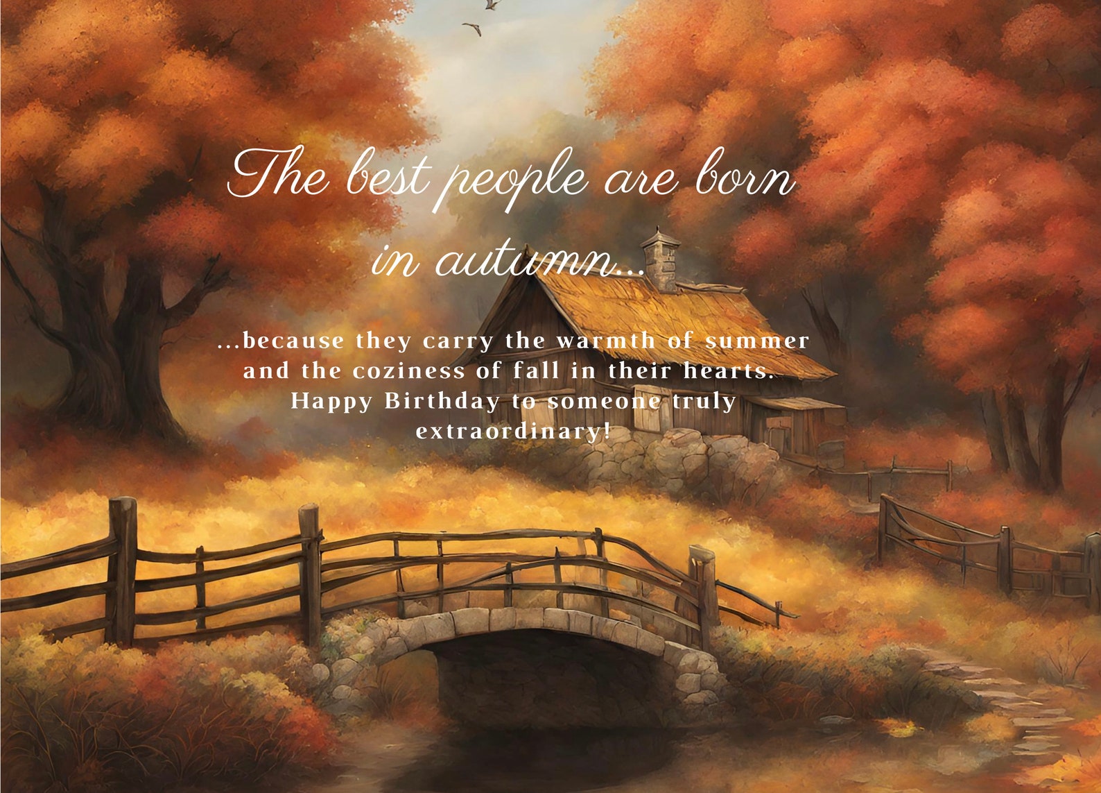 Autumn Fall Birthday Card Printable - Etsy