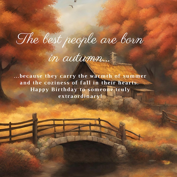 Autumn Birthday Card - Etsy