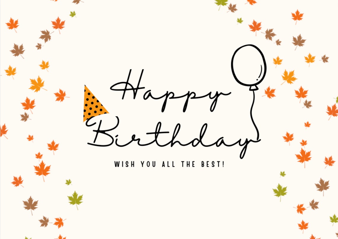 Fall Leaves Birthday Card Printable - Etsy