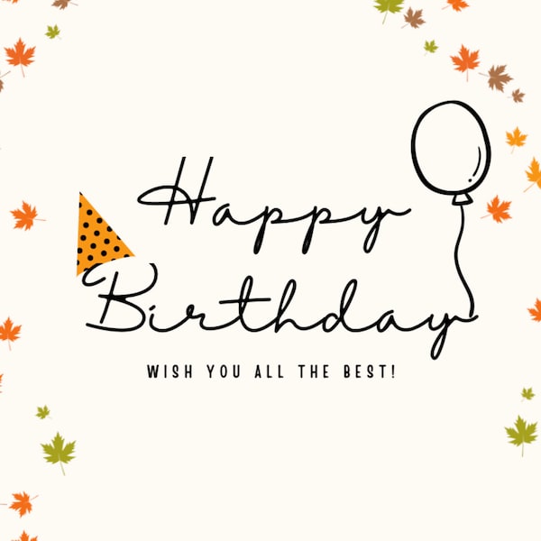 Autumn Birthday Card - Etsy