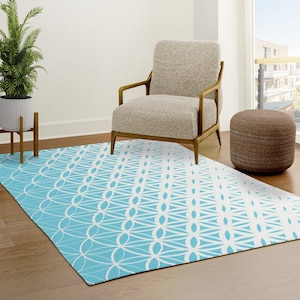 Sacred Geometry Rug Light Blue Rug Spiritual Rug Blue and White Floor ...
