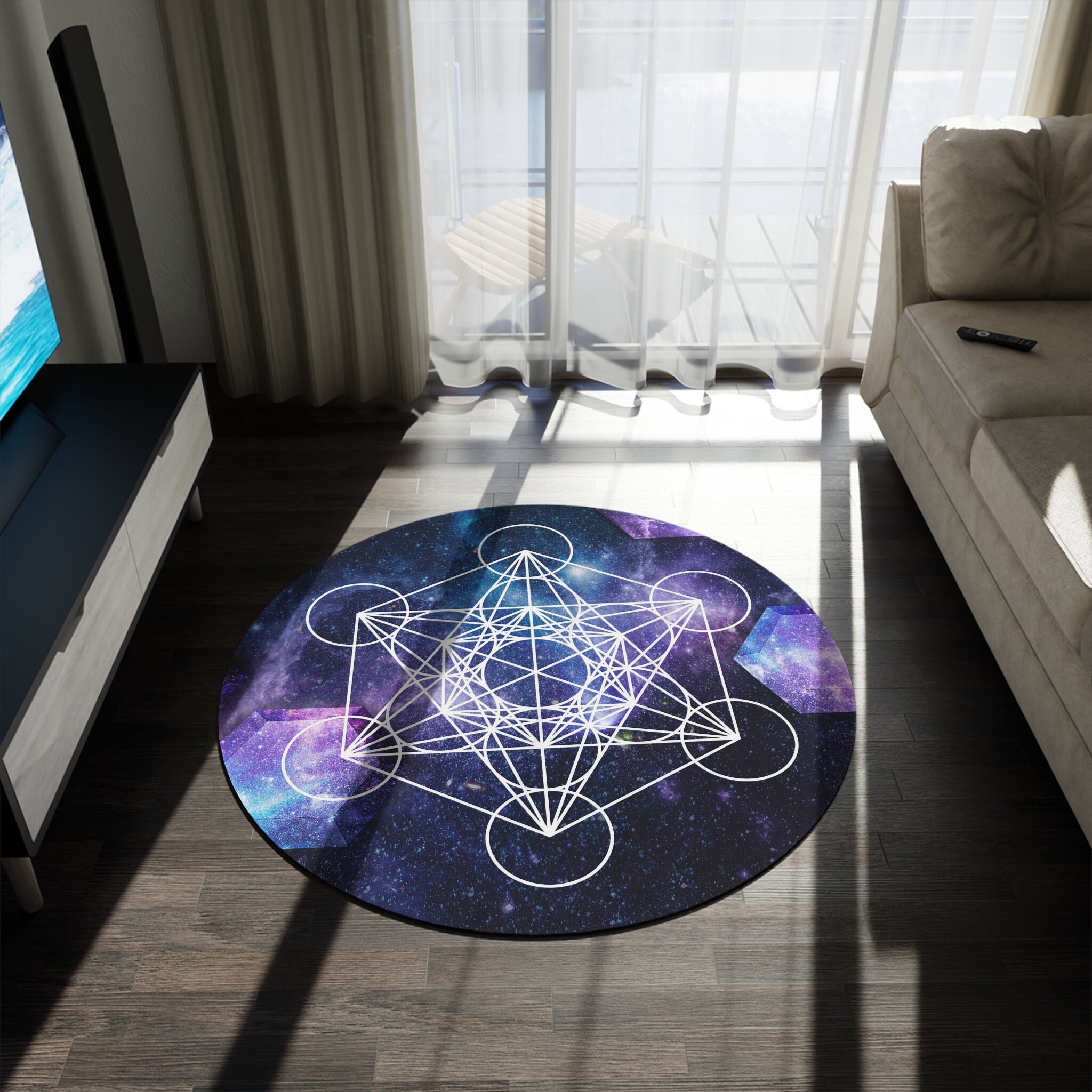 Metatron's Cube Rug Sacred Geometry Rug Galaxy Rug Blue Purple 2x3 3x5 ...