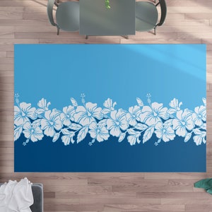 Hawaiian Hibiscus Rug Blue Hawaii Flowers Rug Floral Rugs Ocean Beach ...