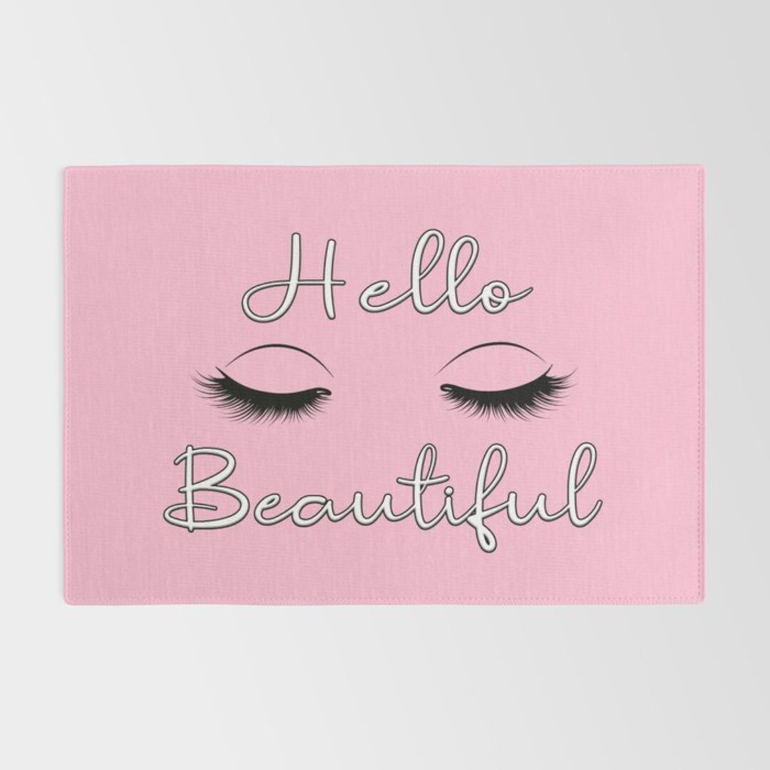 Hello Beautiful Floor Rug Pink Eyelash Glamour Rug 3x5 4x6 5x7 Large ...