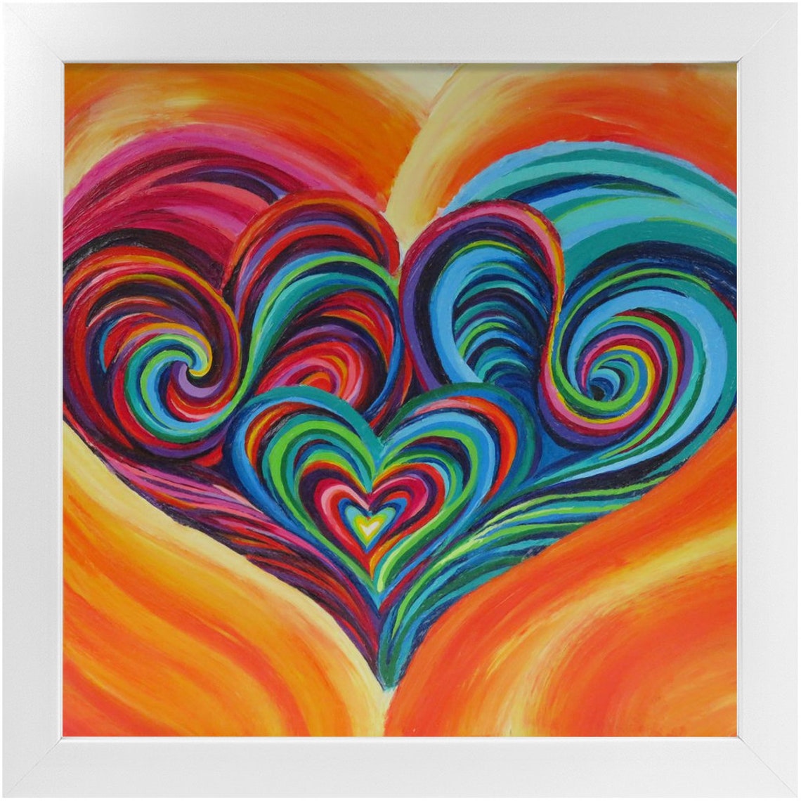 Heart Art Canvas Wrap or Art Print Colorful Artwork Framed - Etsy
