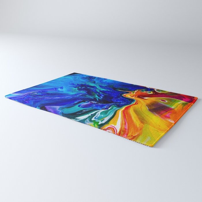 Abstract Art Rug Blue yellow Rugs water ocean decor unique | Etsy