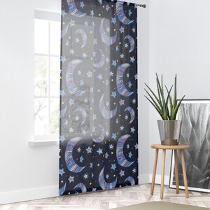 Moon Window Curtains Star Moons Curtains Celestial Drapery Moon Window ...