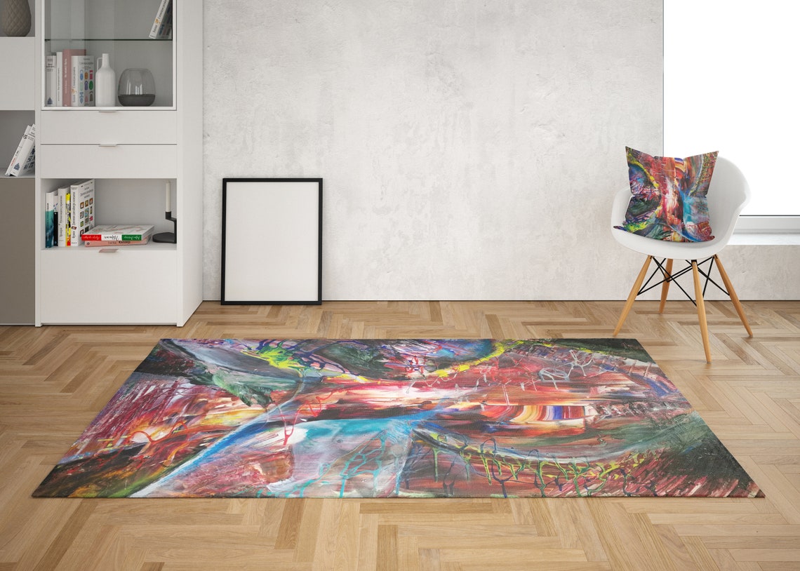 Abstract Art Rug Colorful Rugs Psychedelic Rugs Psychadelic - Etsy