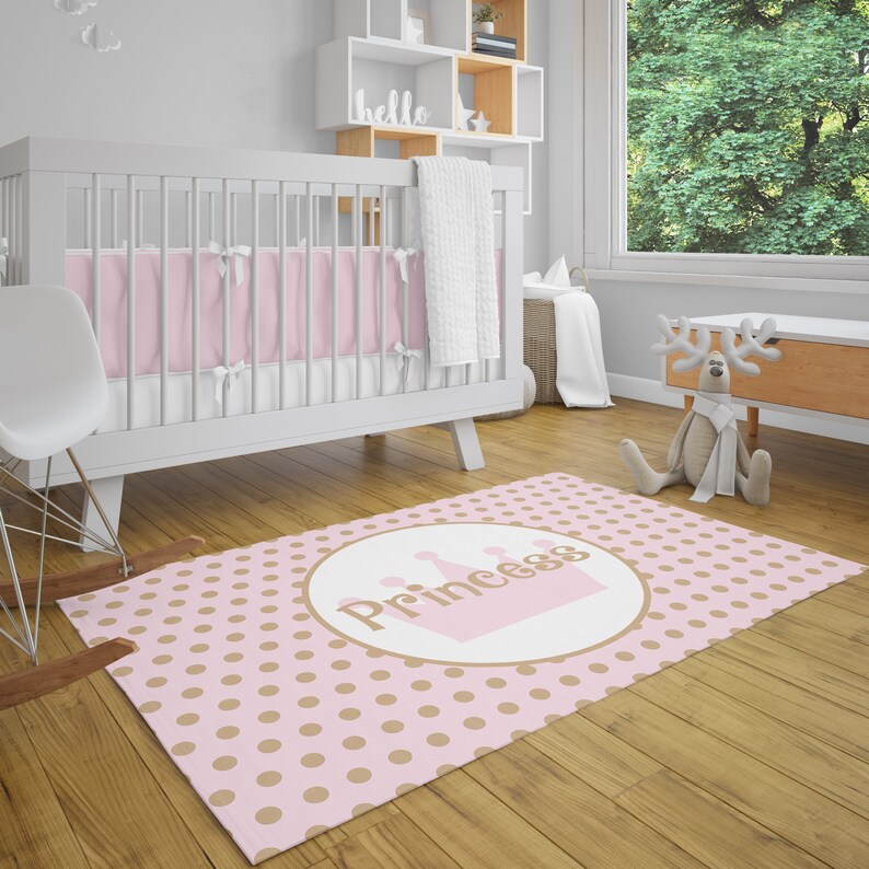 Pink & Gold Polka Dot Princess Rug Princesses Rug Girly Rugs | Etsy