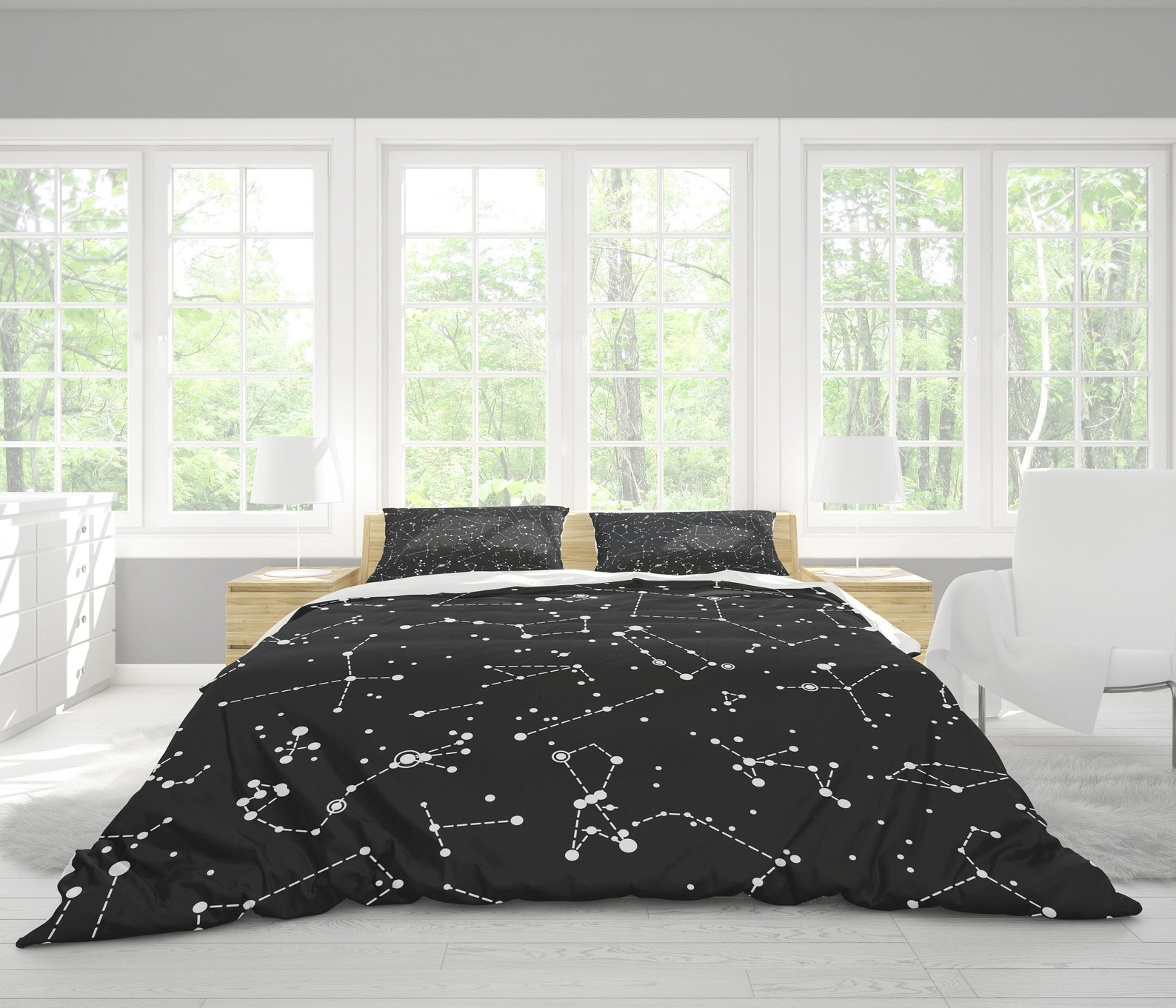 Star Constellations Duvet Cover or Comforter Space Bedding Black Duvet ...