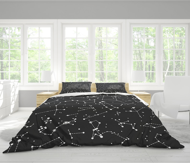Star Constellations Duvet Cover or Comforter Space Bedding Black Duvet ...