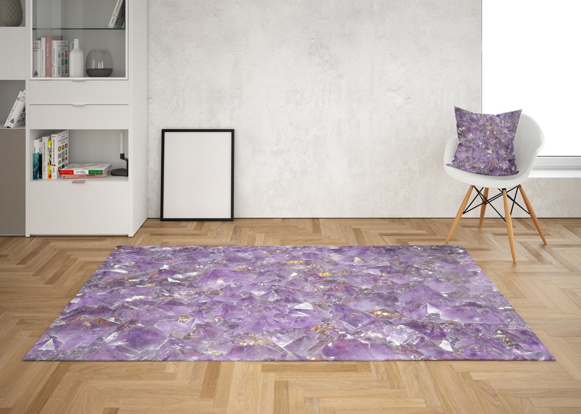 Amethyst Rug Crystal rugs purple floor mat spiritual rugs 2x3 | Etsy