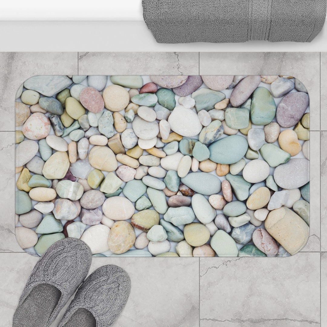 Pastel Pebbles Bath Mat Pastels Bathroom Pebble Bath Mats Light Blue ...