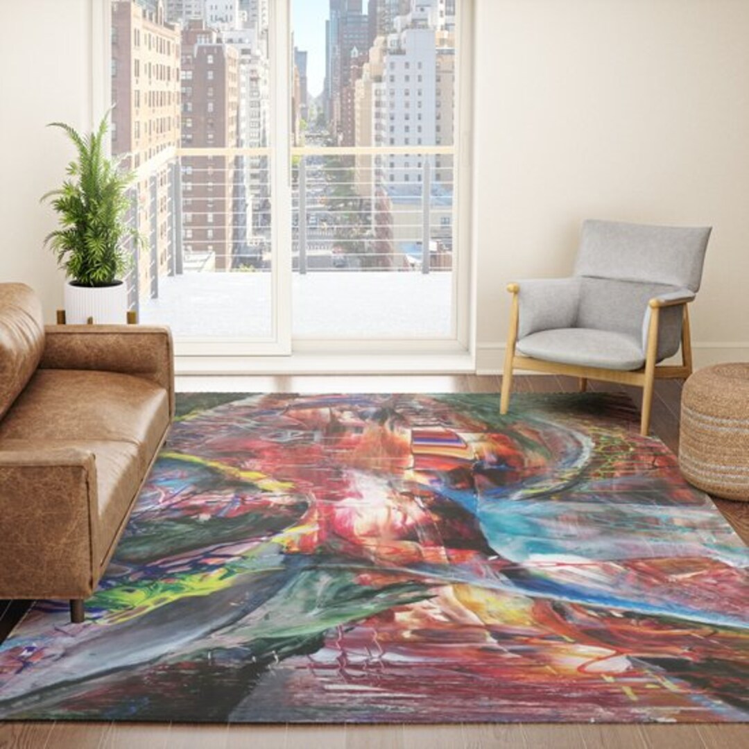 Abstract Art Rug Colorful Rugs Psychedelic Rugs Psychadelic - Etsy