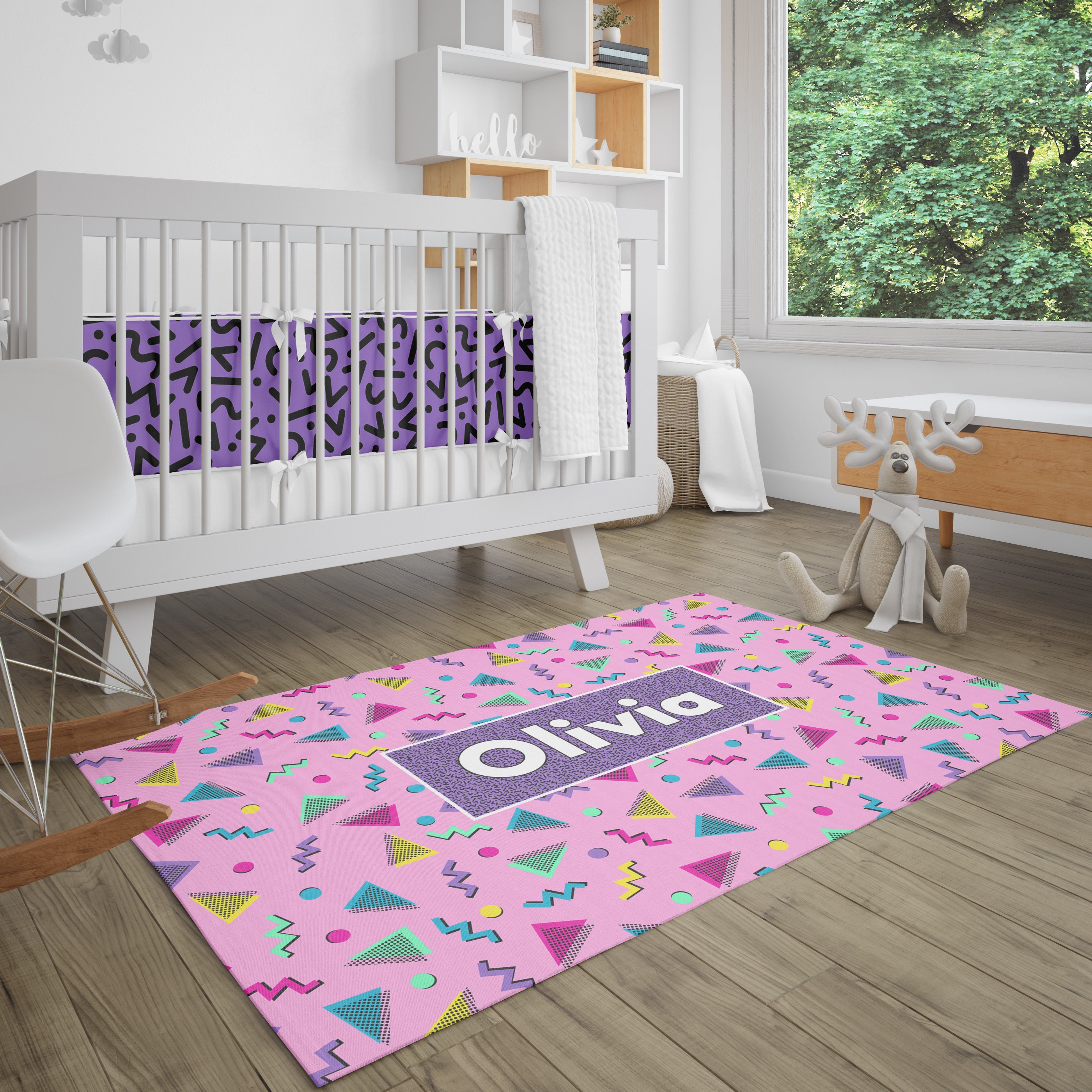 Custom Retro 80s Rug Personalised Rug Pink Purple Girls Boys - Etsy