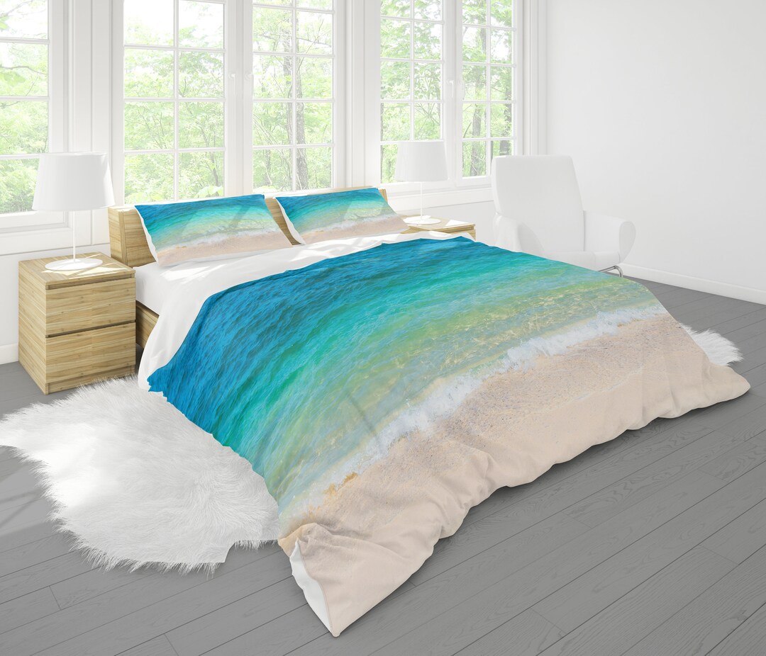 Ocean Water Comforter or Duvet Cover, Aqua Blue Ocean Bedding - Etsy