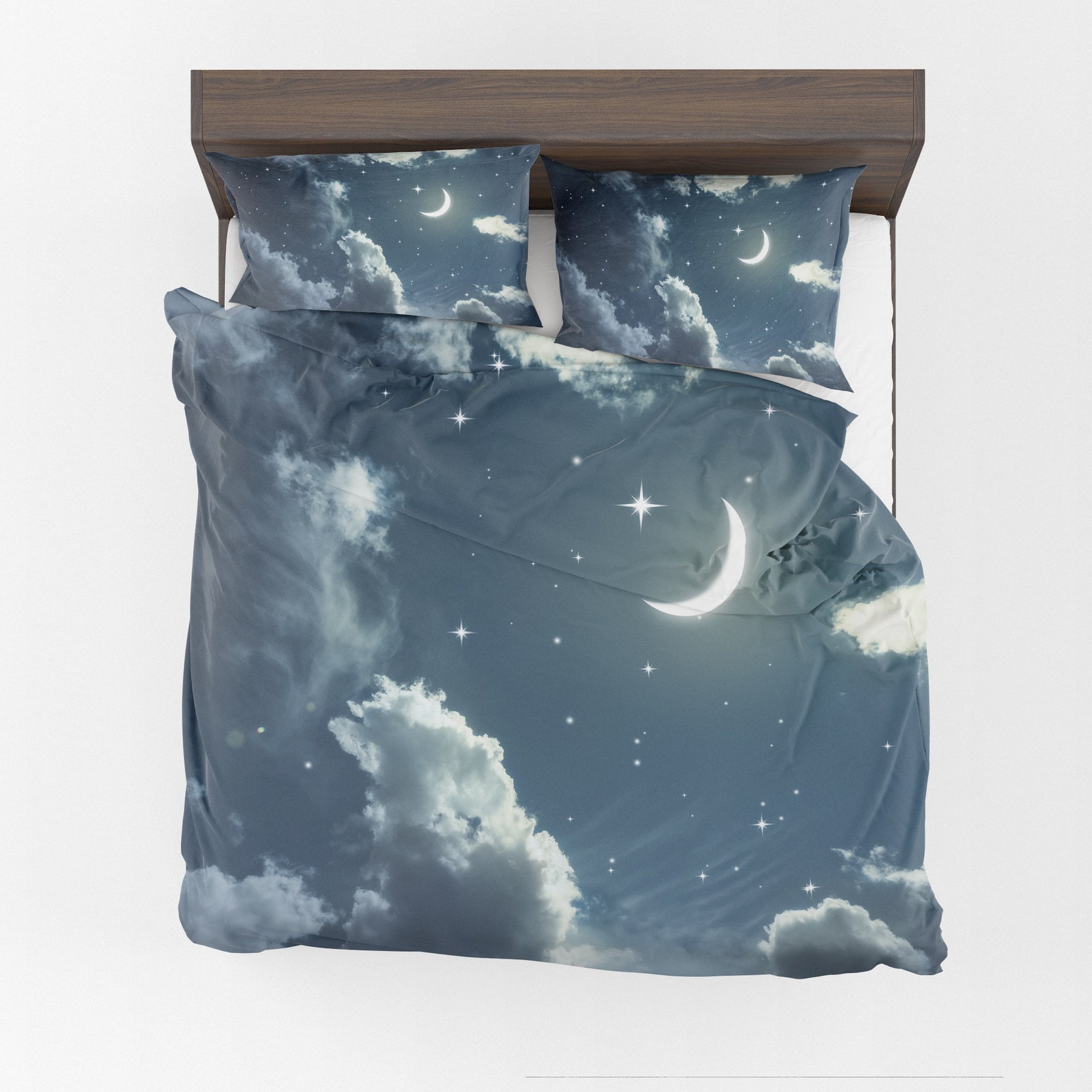 Nights Sky Comforter or Duvet Cover Blue Bedding Moon Bedding | Etsy