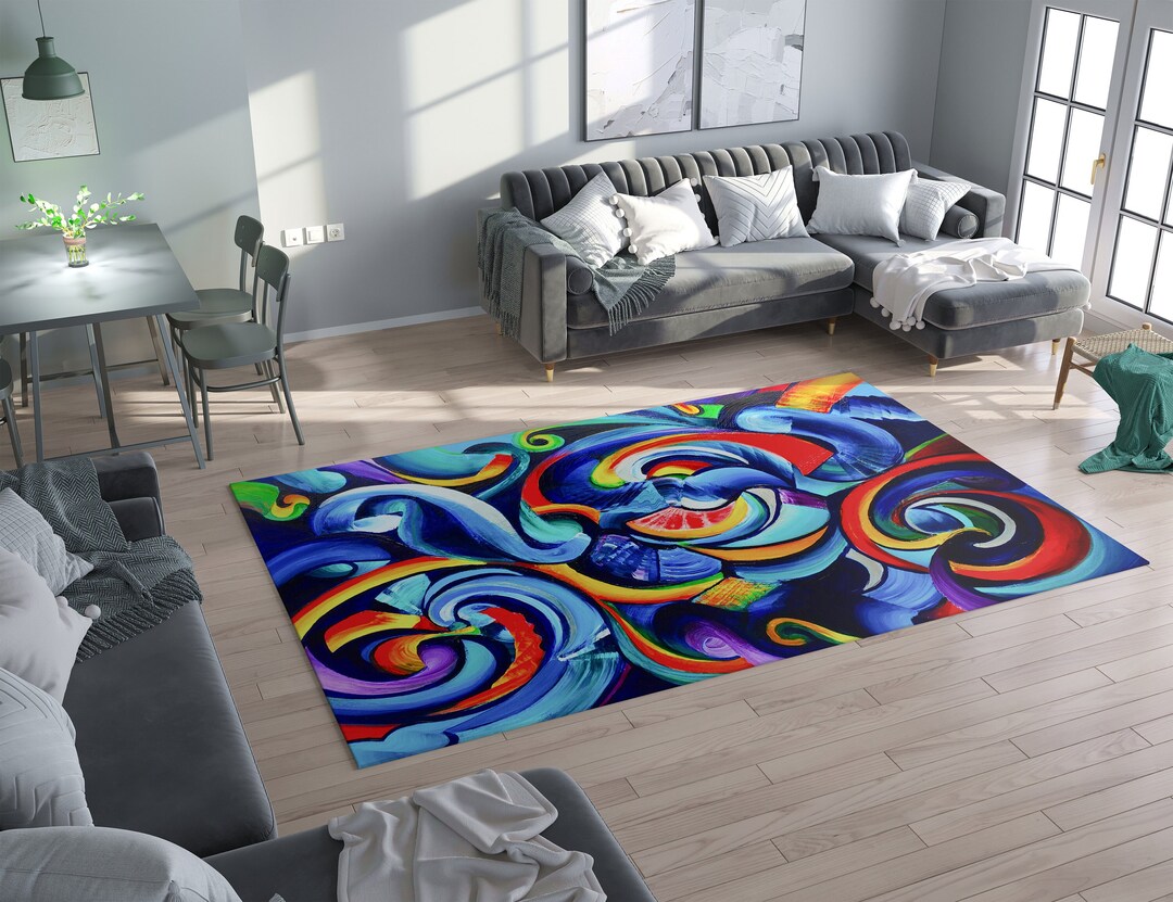 Colorful Rug Abstract Art Rugs Psychedelic Rug Colorful Floor Rug ...