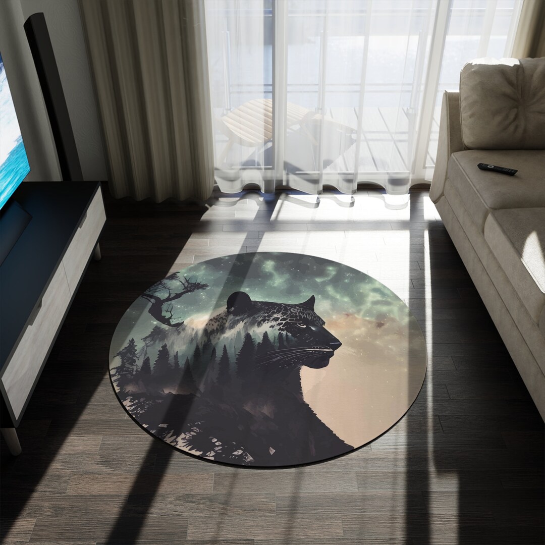 Black Jaguar Rug Leopard Panther in Mountains Spirit Animal Rugs - Etsy