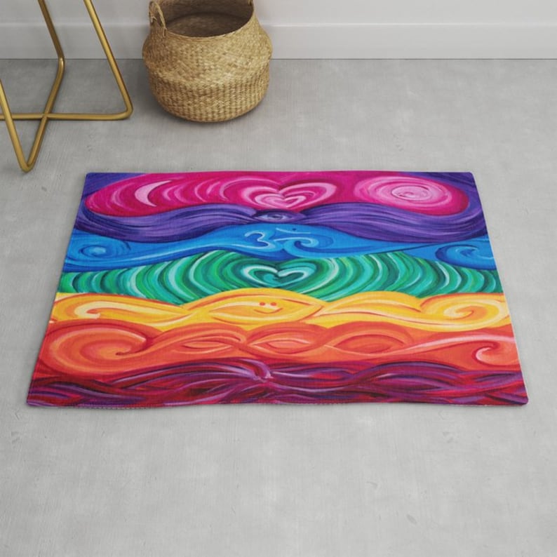 Chakra Rug Colorful Rainbow Rug Floor Rug Mat Spiritual Yoga | Etsy