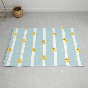 Polka Dot Rubber Duck Rug Nursery Rugs Kids Rug Blue Yellow Ducks Floor ...