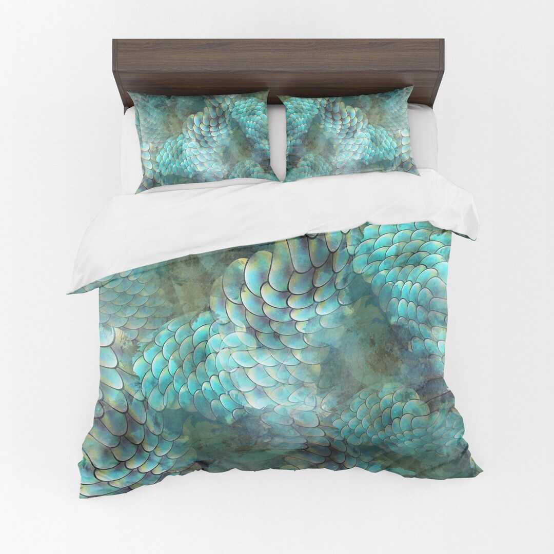 Mermaid Comforter or Duvet Cover Aqua Bedding Ocean Bedding Teal ...