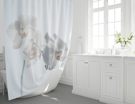 Orchid Shower Curtain Zen Spa Black Stone Butterfly Orchid Shower